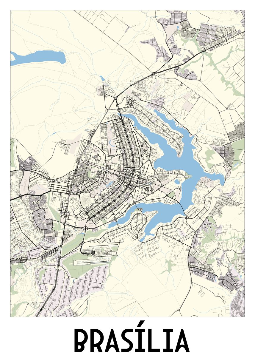 'Brasília City Map' Poster, picture, metal print, paint by Sam Kal ...
