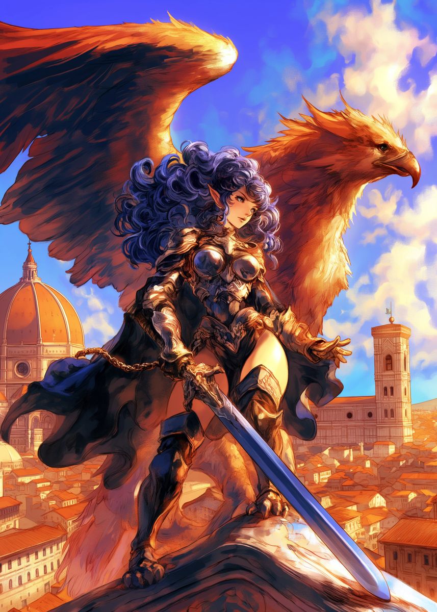 'Valkyrie with Griffin' Poster, picture, metal print, paint by Grimoire ...