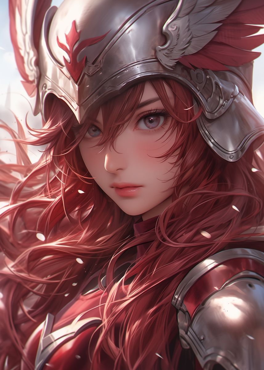 'Red Haired Warrior Woman' Poster, picture, metal print, paint by ...