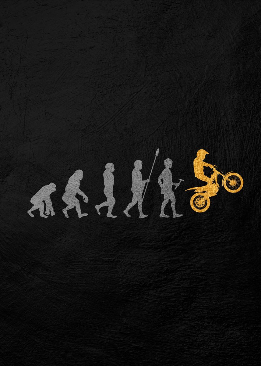 'motocross human evolution' Poster, picture, metal print, paint by ...