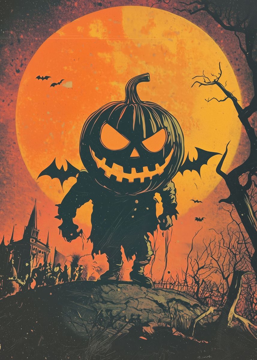 'Halloween Pumpkin Monster' Poster, picture, metal print, paint by ...