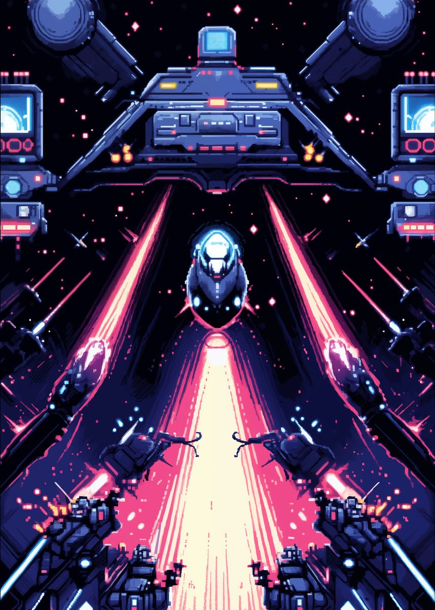 'Spacecraft Battle' Poster, picture, metal print, paint by David Art ...