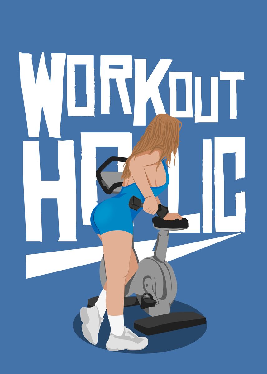 'Workout Holic Illustration' Poster, picture, metal print, paint by alesha art | Displate