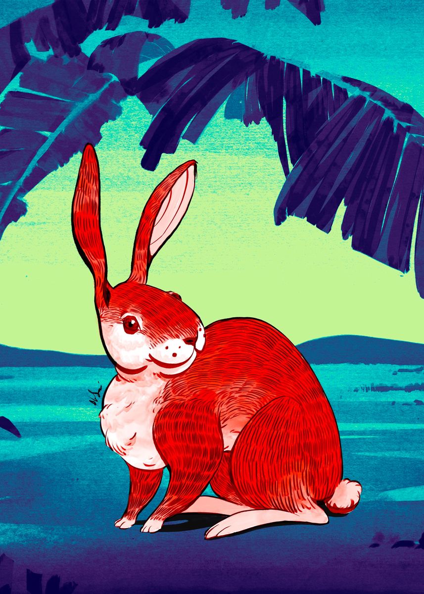 'Rabbit' Poster, picture, metal print, paint by Ali saei | Displate