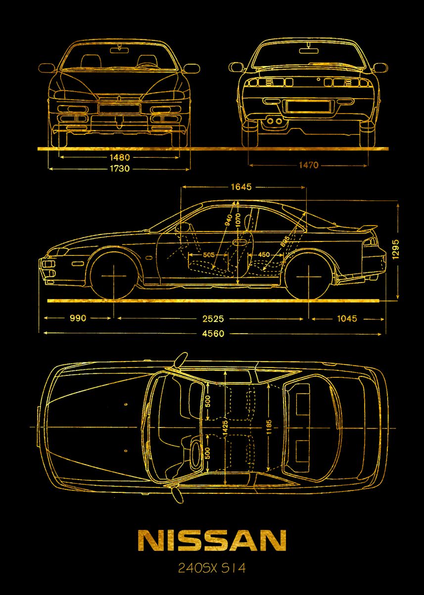 'Nissan 240SX S14' Poster, picture, metal print, paint by JAT DESIGNS ...