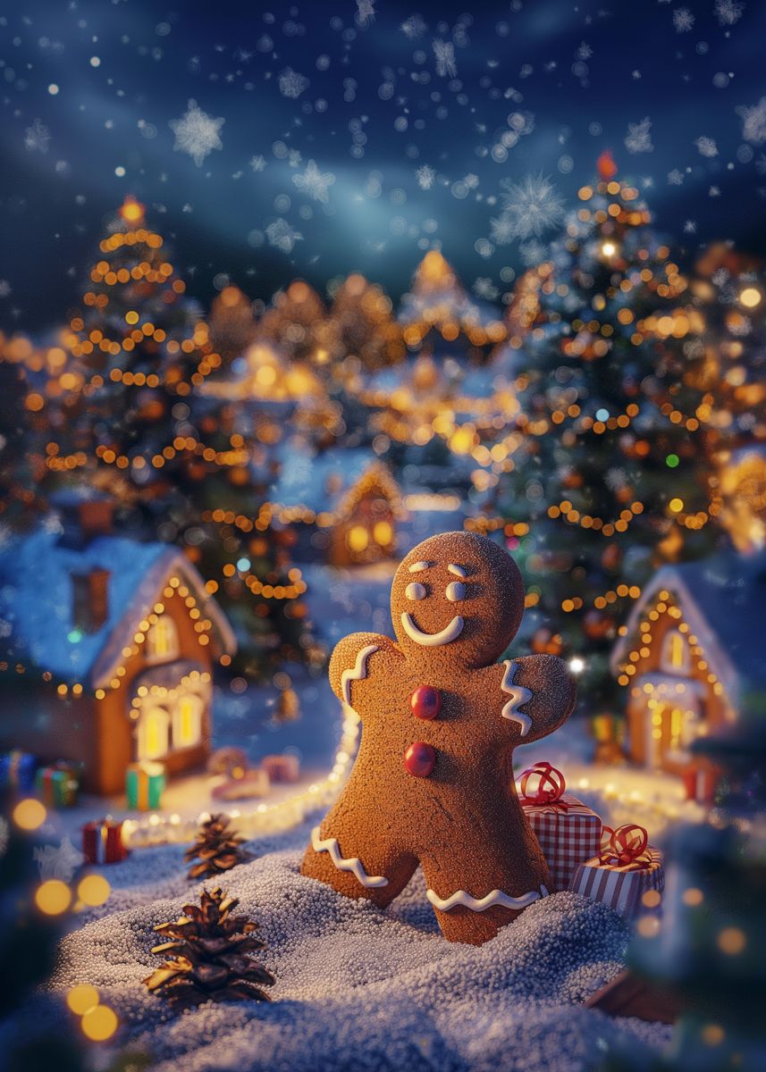 'Christmas Gingerbread Man' Poster, picture, metal print, paint by Mana ...