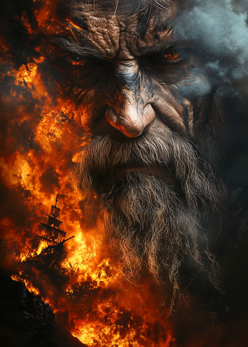 'Fiery God of the Sea' Poster, picture, metal print, paint by ...