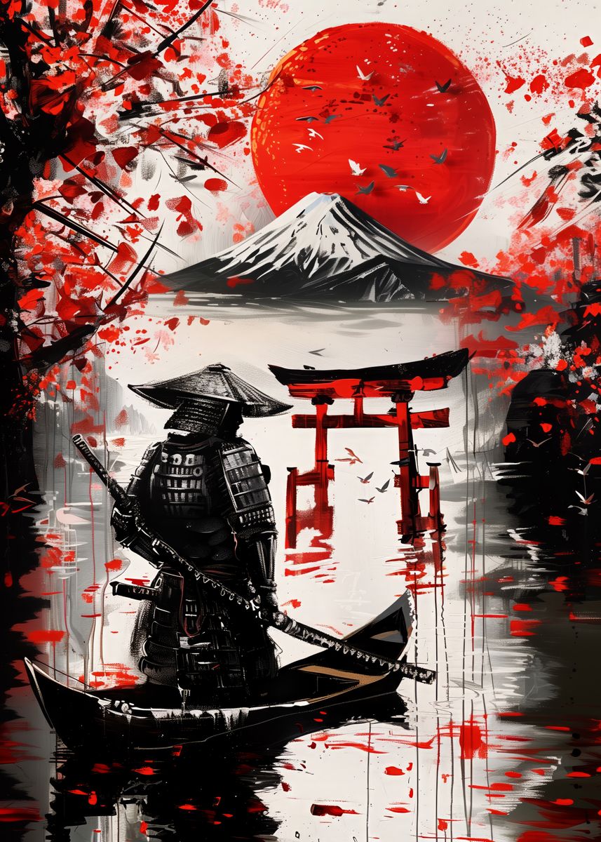 'Abstract Samurai oil painting style' Poster, picture, metal print ...