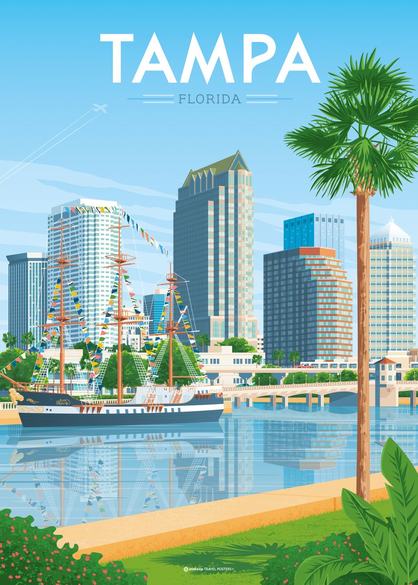'Tampa Florida Skyline' Poster, picture, metal print, paint by Olahoop ...