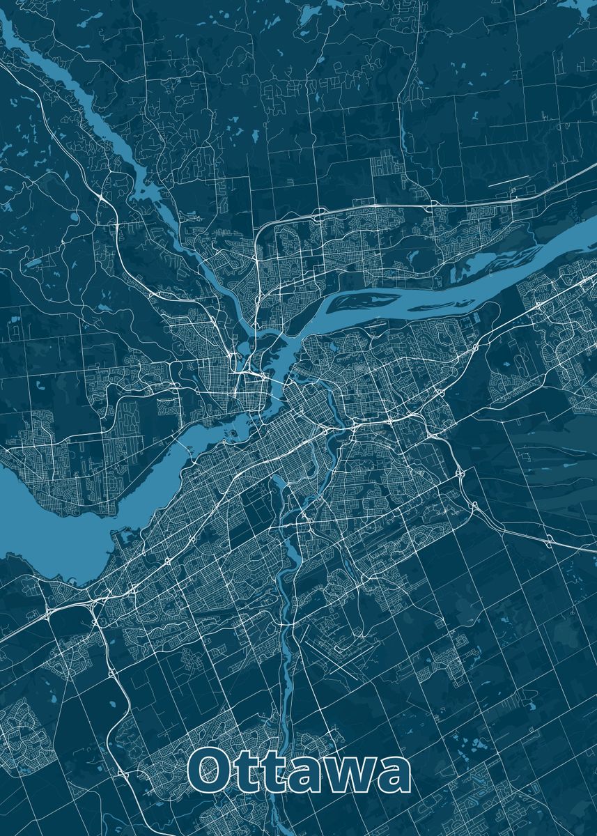 'Ottawa City Map' Poster, picture, metal print, paint by Sam Kal | Displate