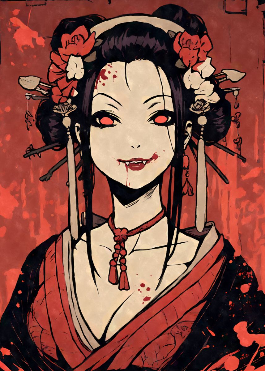 'Anime Vampire Geisha' Poster, picture, metal print, paint by Masaki ...