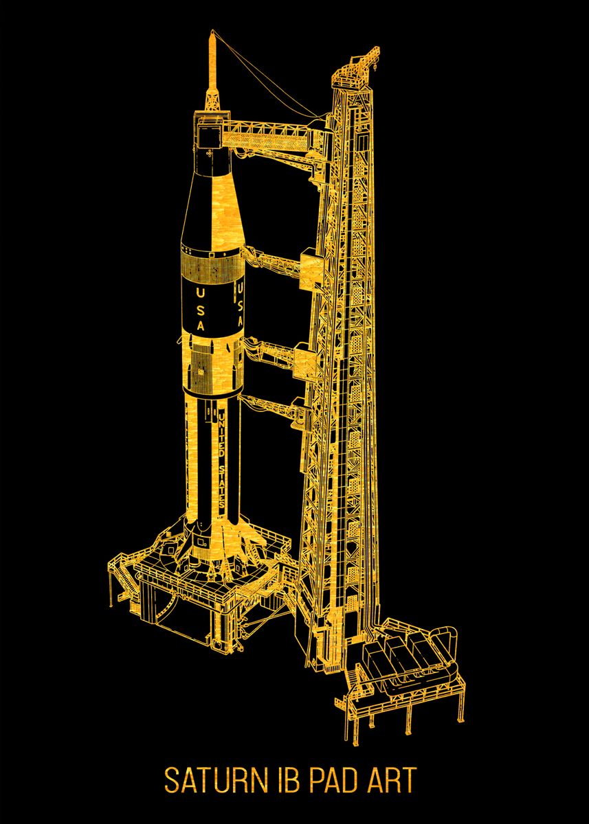 'Saturn IB Rocket Launch Pad' Poster, picture, metal print, paint by ...