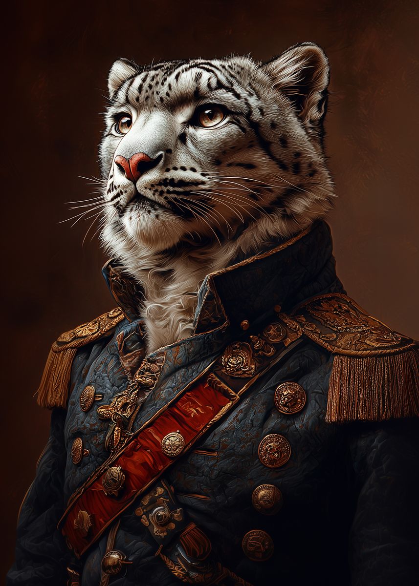 'Snow Leopard Commander' Poster, picture, metal print, paint by ...