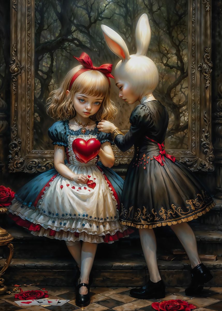 'Alice and the White Rabbit' Poster, picture, metal print, paint by ...