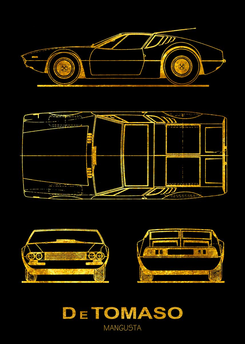 'De Tomaso Mangusta' Poster, picture, metal print, paint by JAT DESIGNS ...