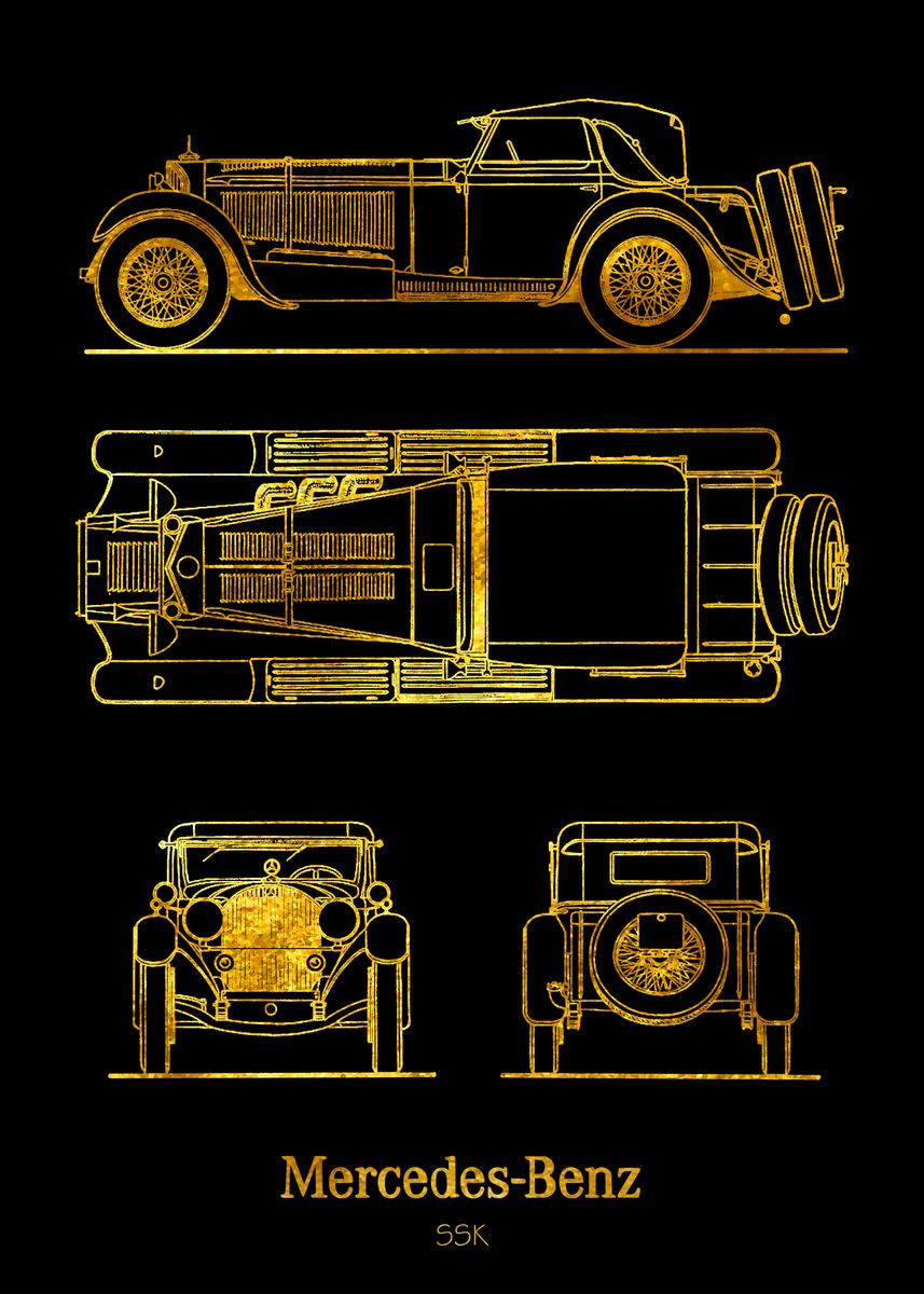 'Mercedes-Benz SSK' Poster, picture, metal print, paint by JAT DESIGNS ...
