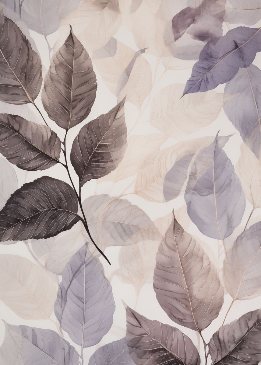 'Delicate Leaf Pattern' Poster, picture, metal print, paint by Roman ...
