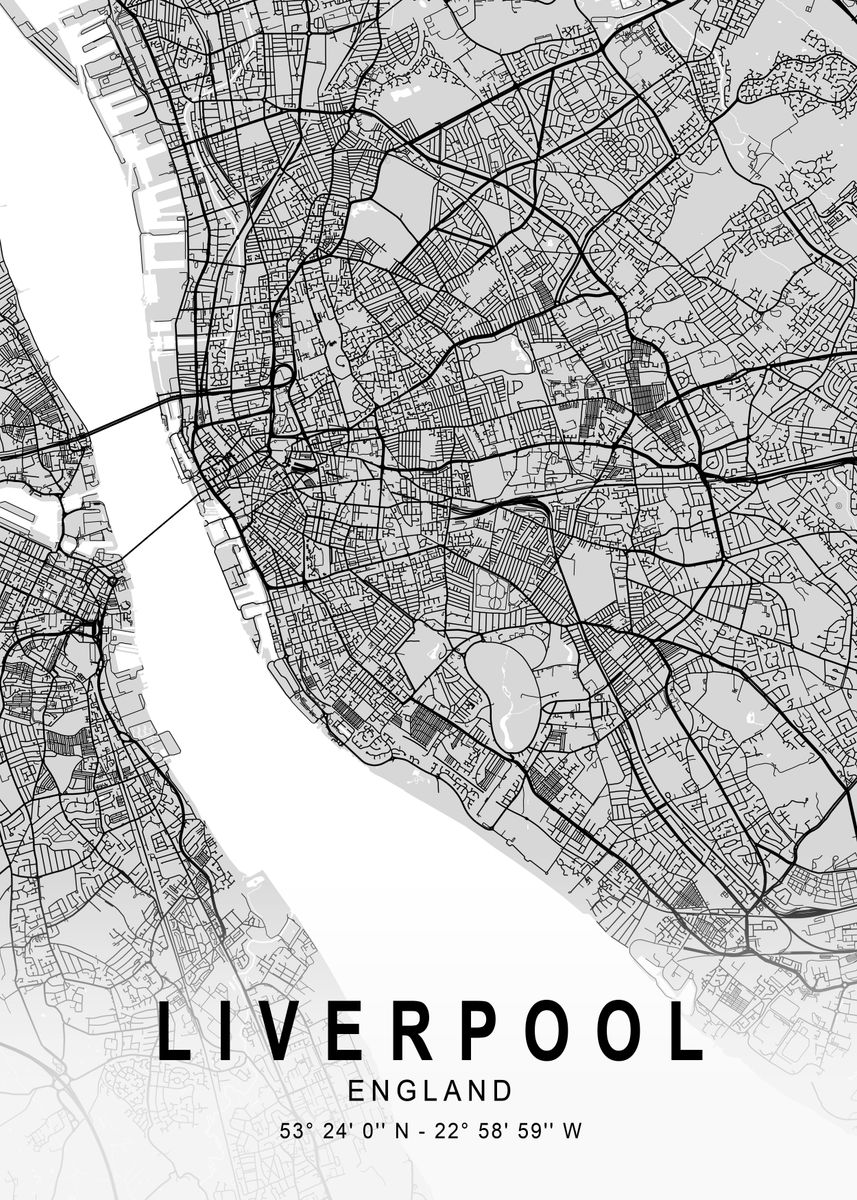 'Liverpool Light Map' Poster, picture, metal print, paint by ...