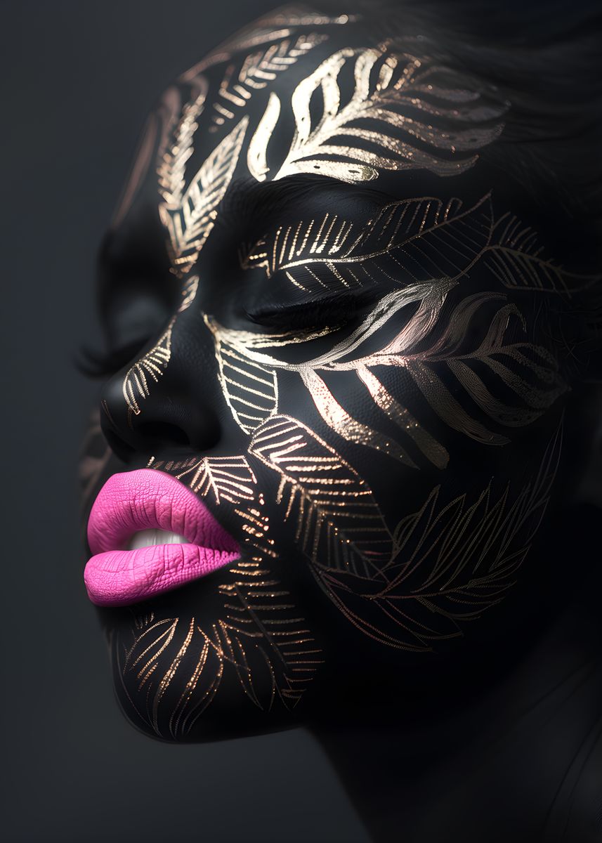 'Gold Leaf Face Art' Poster, picture, metal print, paint by UillianRius ...