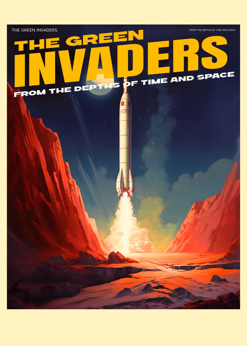 'The Green Invaders Poster' Poster, picture, metal print, paint by J ...