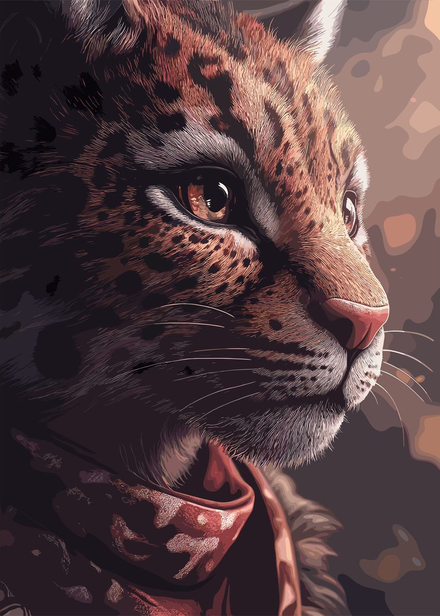 'Ocelot Portrait' Poster, picture, metal print, paint by Fanth | Displate
