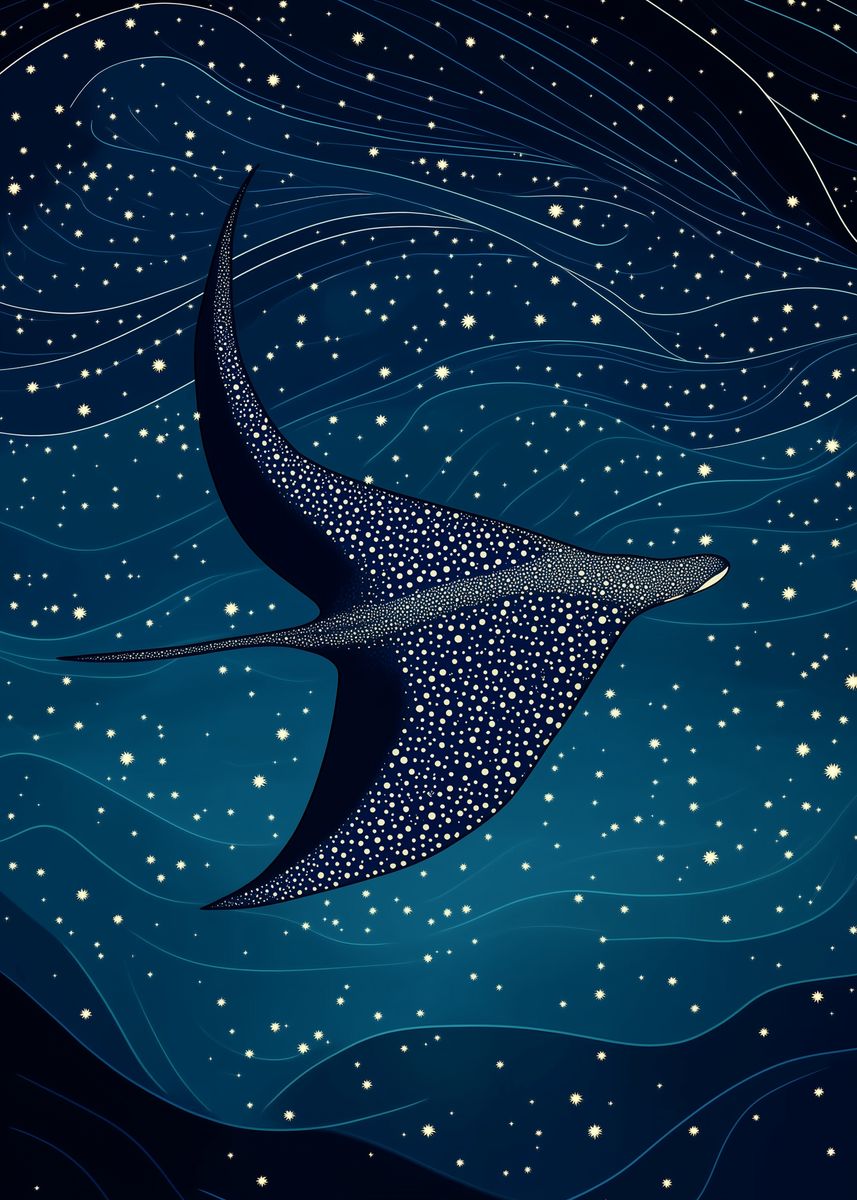 'Stars Whale Ray Sea' Poster, picture, metal print, paint by DasPostr ...