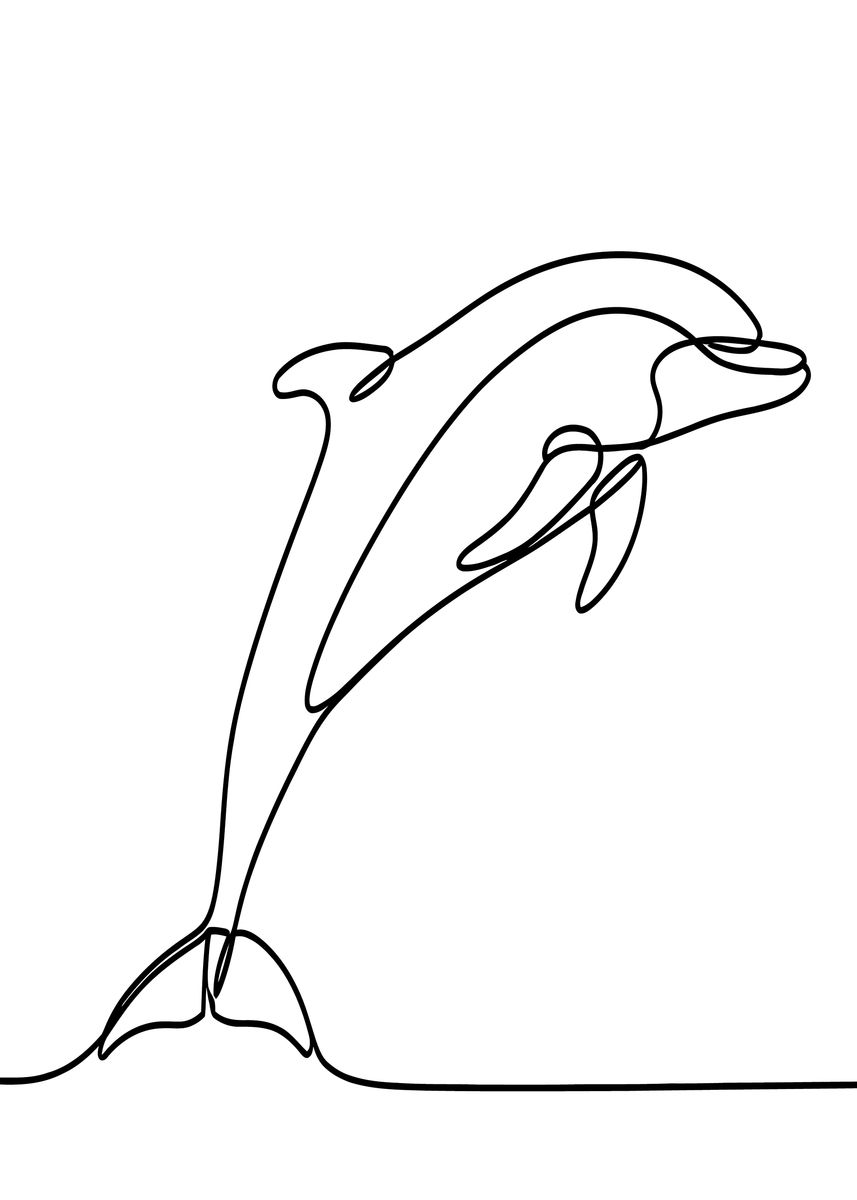 'Dolphin Line Art' Poster, picture, metal print, paint by Mindlines ...