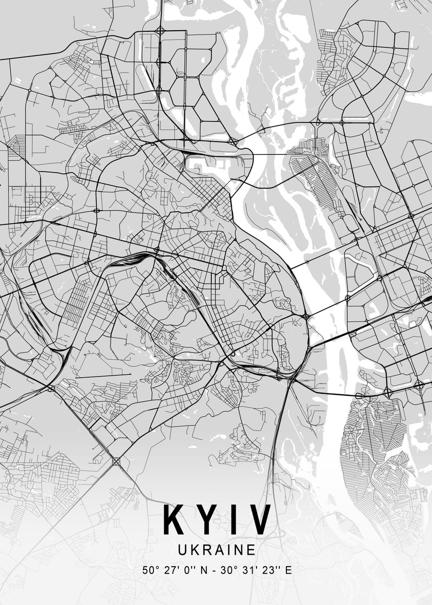 'Kyiv Light Map' Poster, picture, metal print, paint by DesignerMind ...