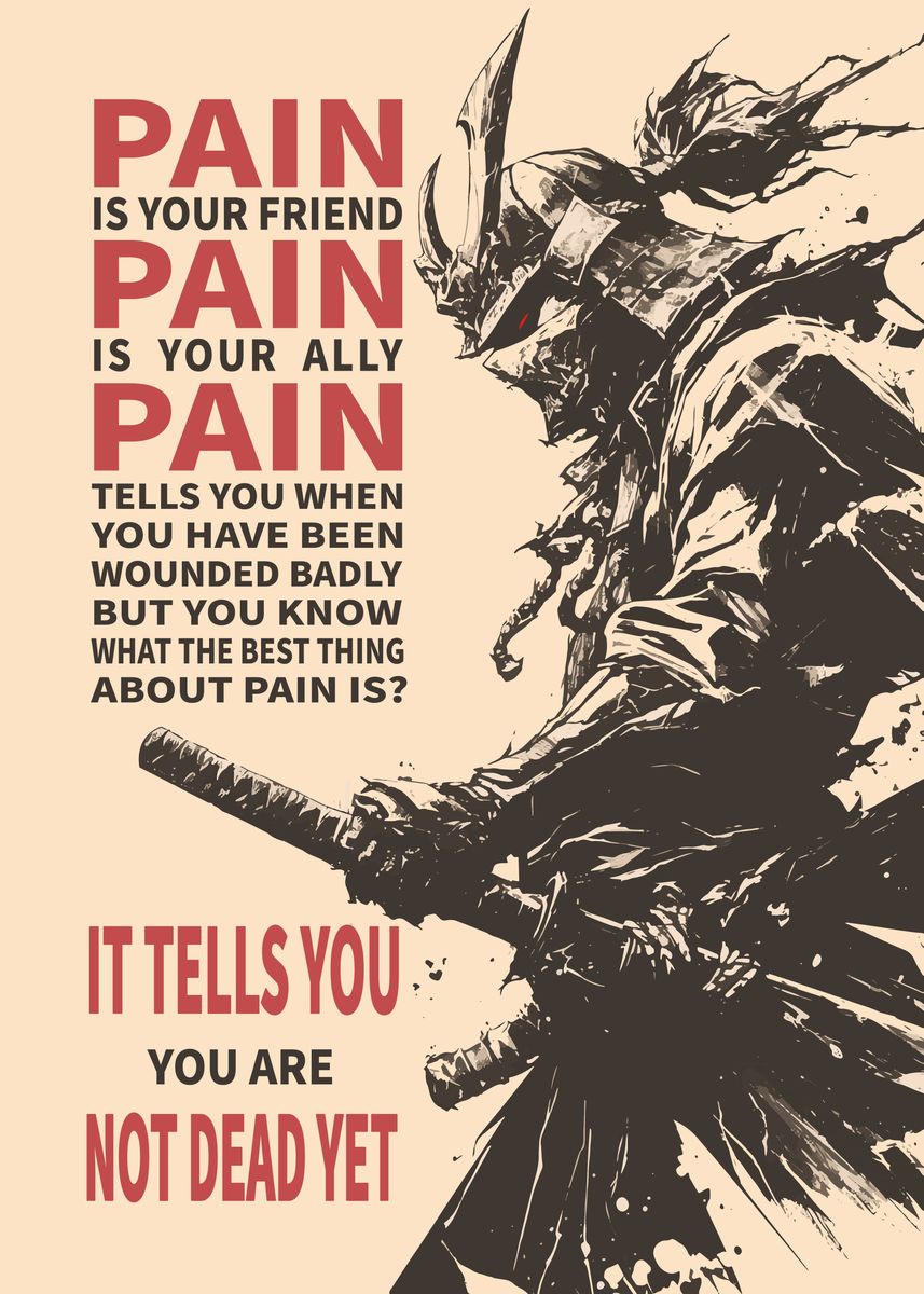 'Samurai Pain' Poster, picture, metal print, paint by Best Arts | Displate