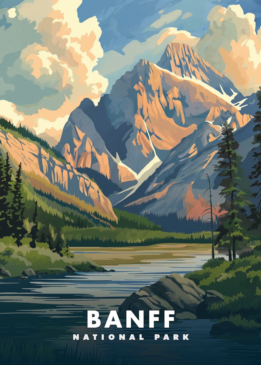 'Banff National Park Landscape' Poster, picture, metal print, paint by ...