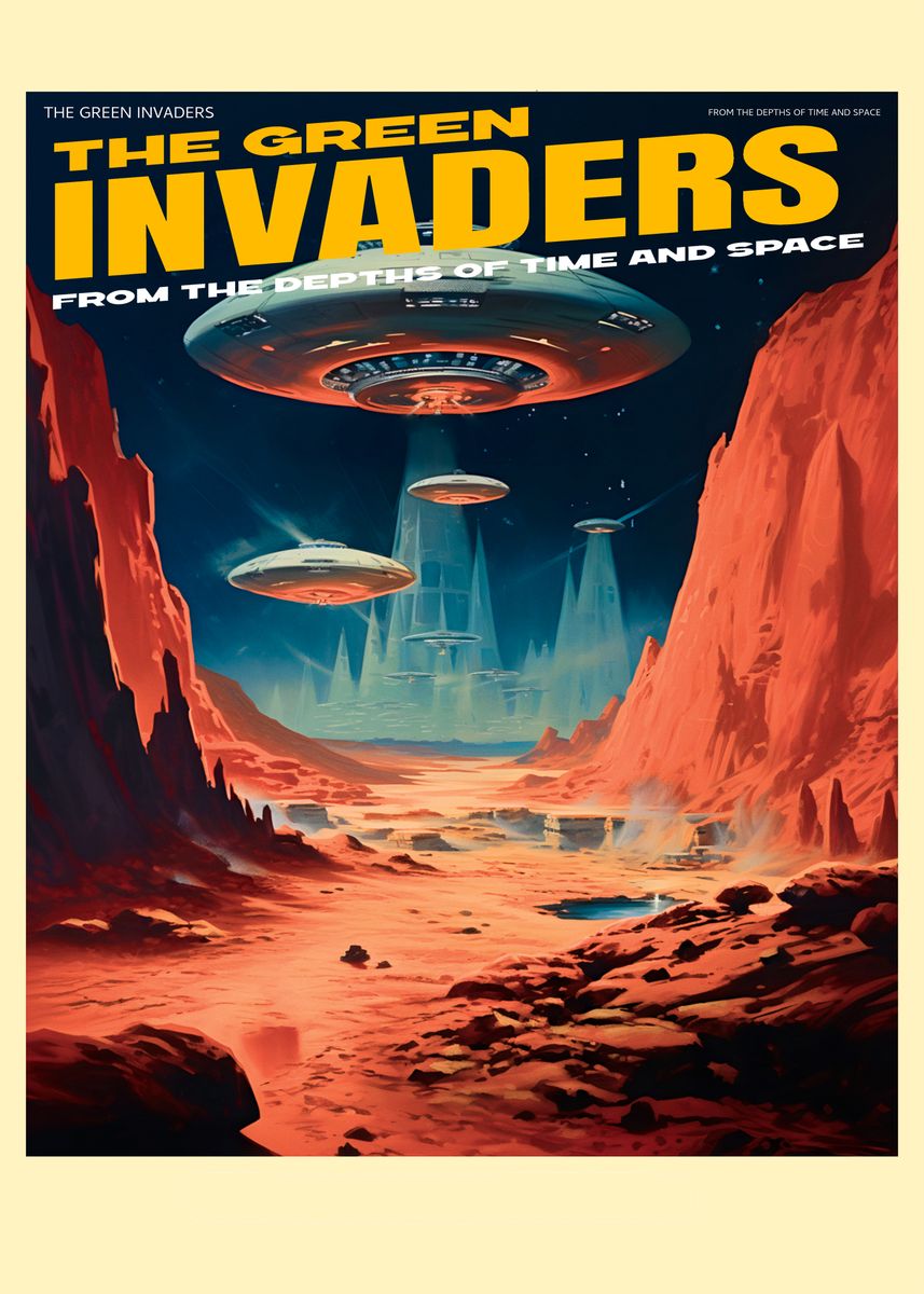'Green Invaders Poster' Poster, picture, metal print, paint by J Erick ...