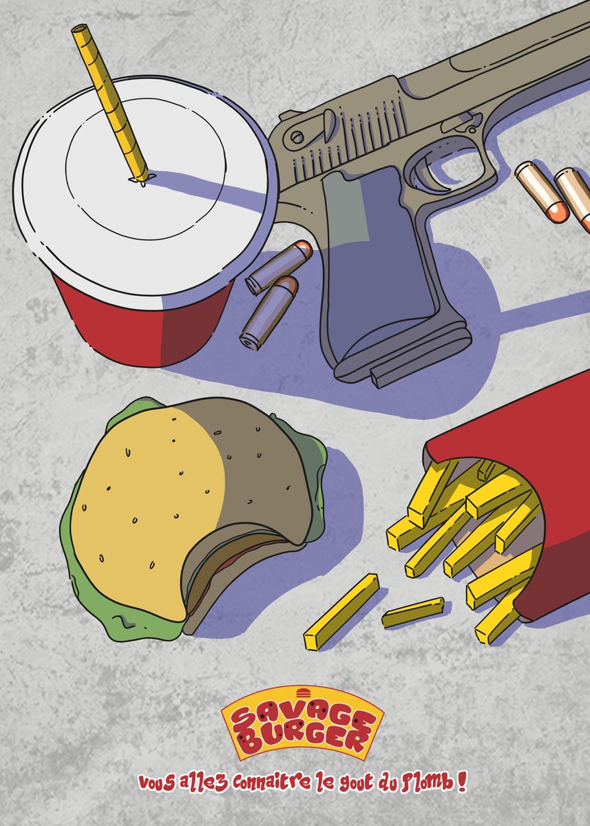 'Savage Burger Poster' Poster, picture, metal print, paint by WarOn ...
