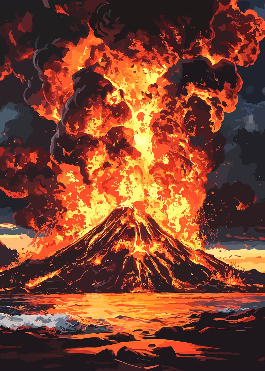 'Volcanic Eruption' Poster, picture, metal print, paint by Firgiant ...