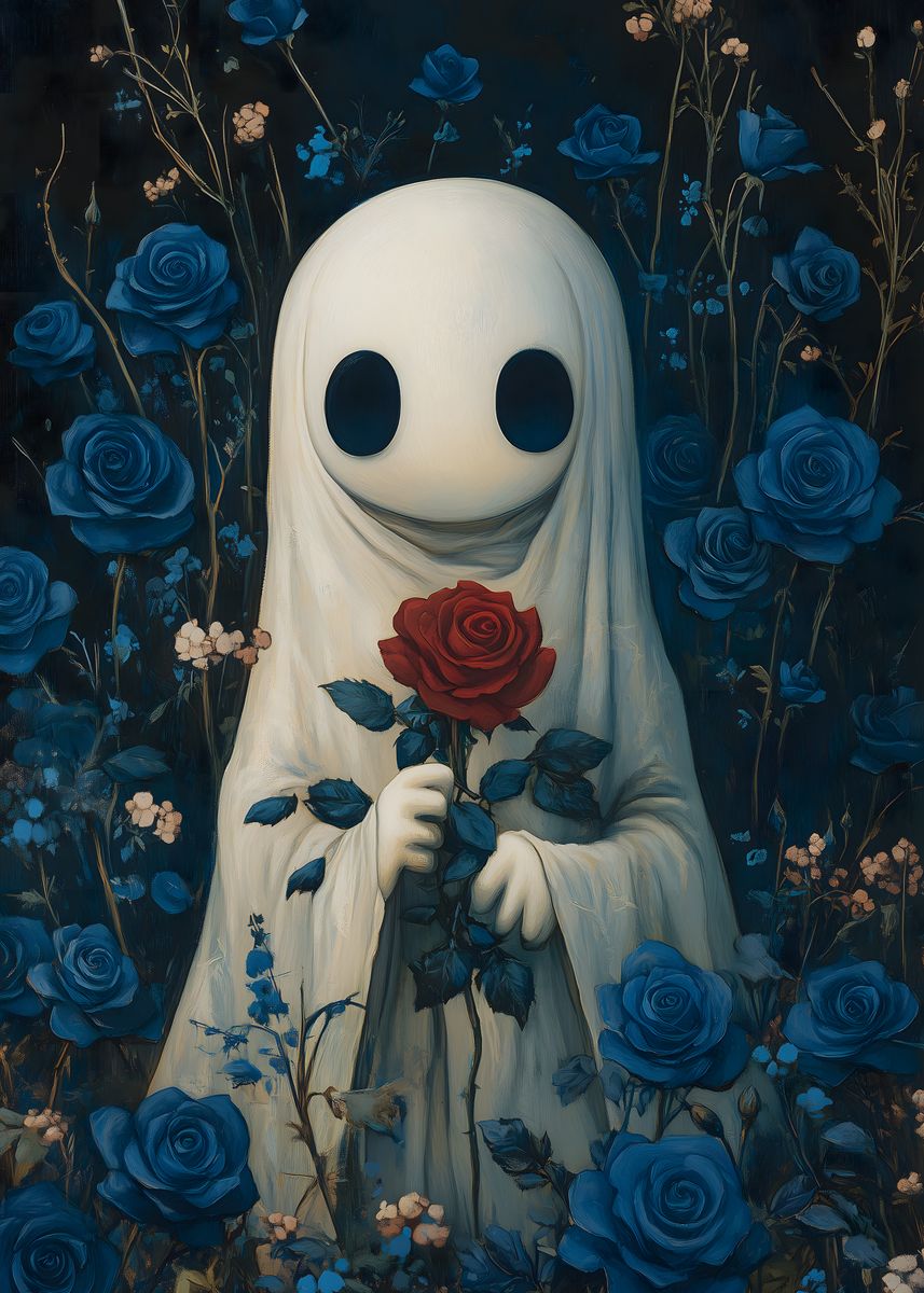 'Ghost with Red Rose' Poster, picture, metal print, paint by ...