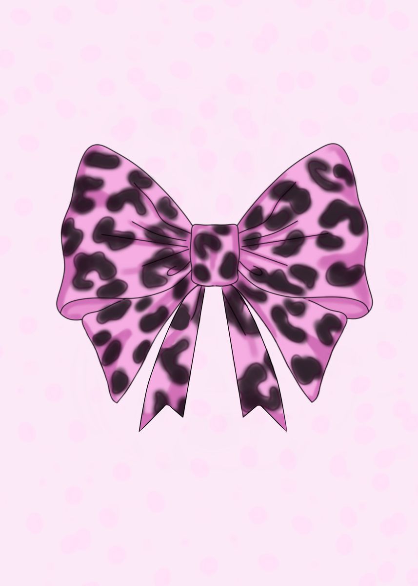 'Pink Leopard Bow' Poster, picture, metal print, paint by Anam Hanif ...