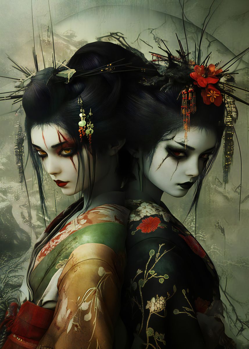 'Geisha Ghosts Horror Japanese Cherry Blossom' Poster, picture, metal ...