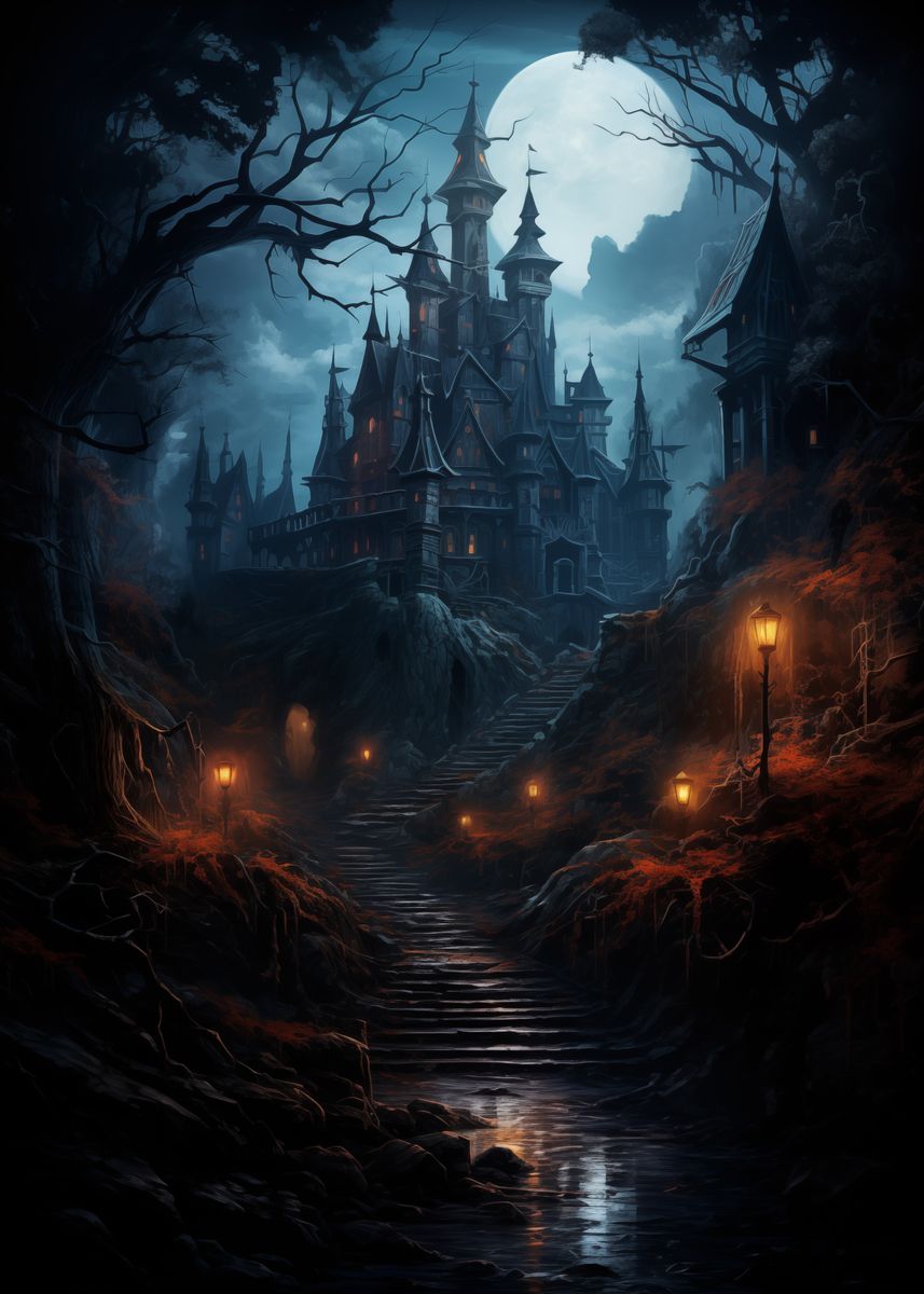 'Dark Castle in Forest' Poster, picture, metal print, paint by Yuki ...