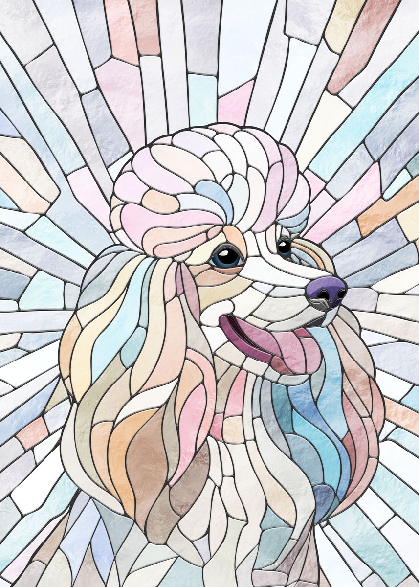 'Poodle - pastel mosaic art' Poster, picture, metal print, paint by ...