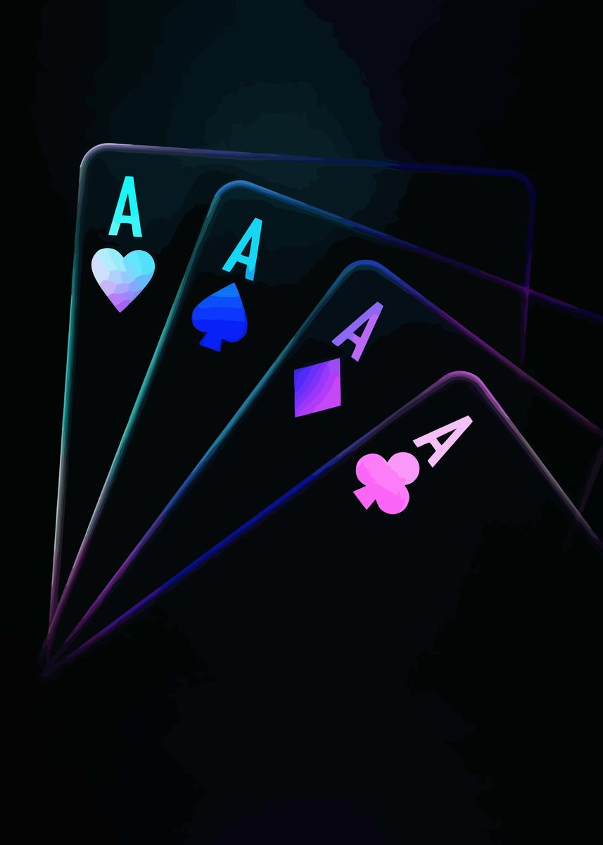 'Neon Aces Playing Cards' Poster, picture, metal print, paint by ...