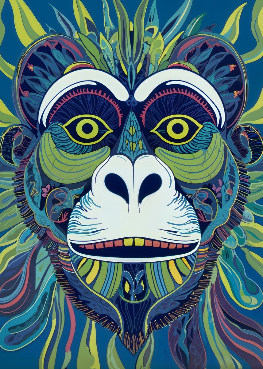 'Monkey Face Art' Poster, picture, metal print, paint by VR World ...