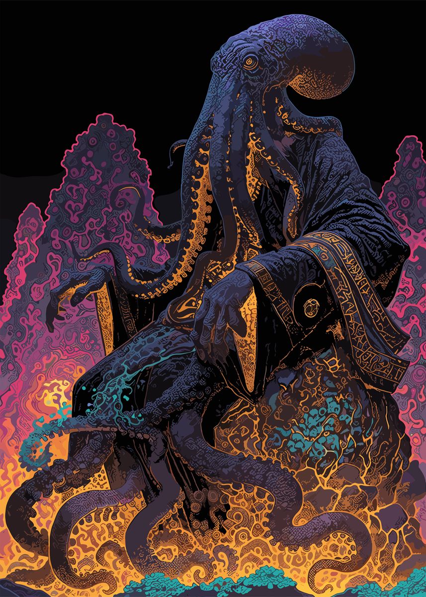 'Cthulhu on Throne' Poster, picture, metal print, paint by Gomes ...