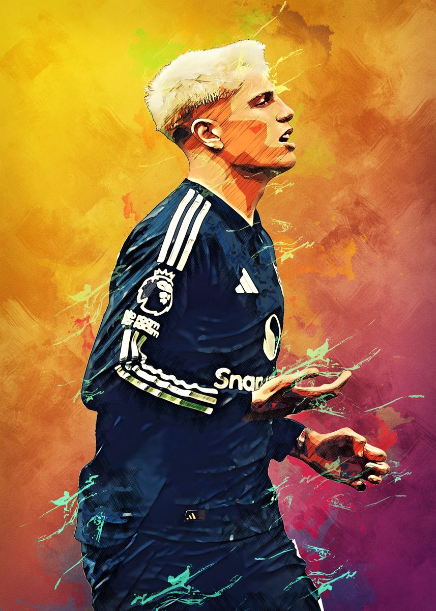 'Garnacho Player Portrait' Poster, picture, metal print, paint by ...