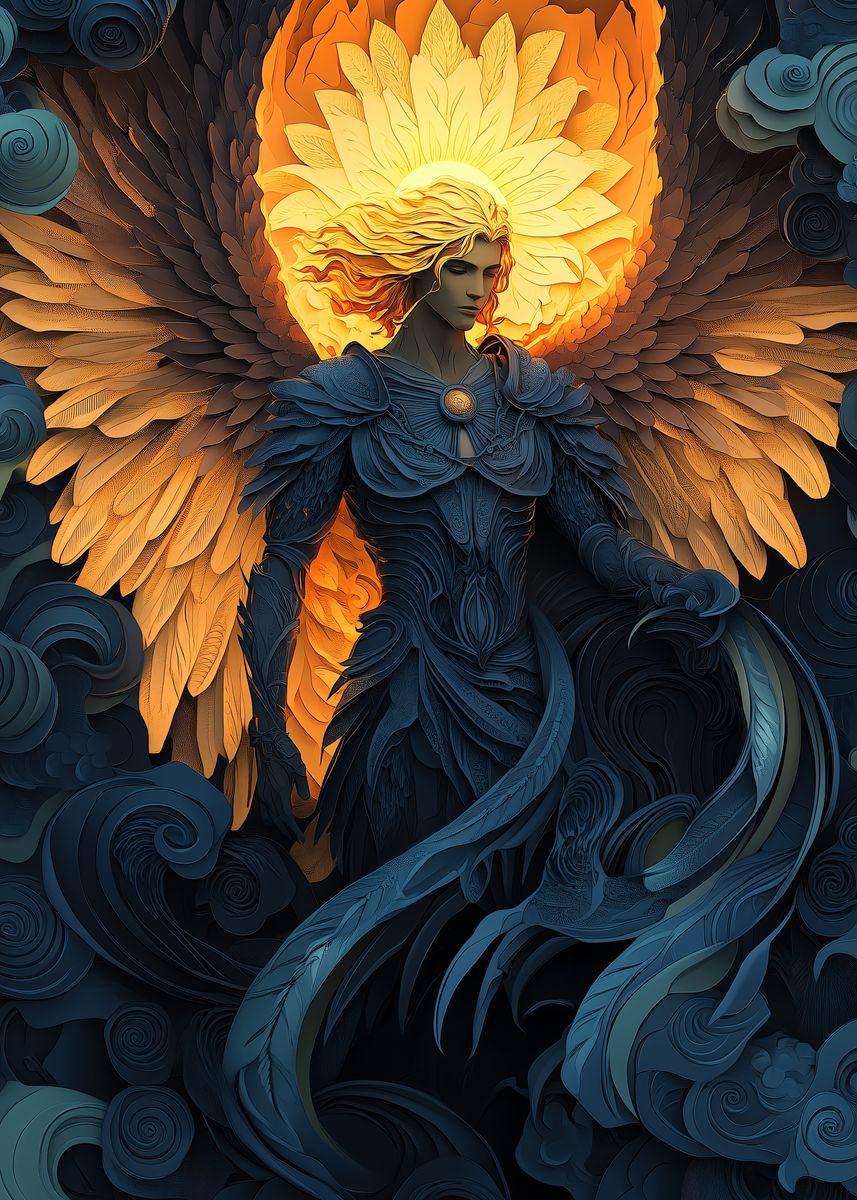 'Angel of Light and Shadow' Poster, picture, metal print, paint by ...