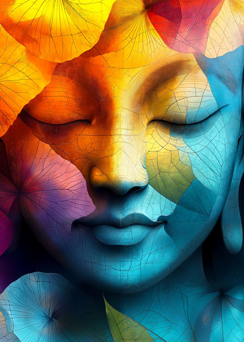 'Buddha Leaves' Poster, picture, metal print, paint by ...