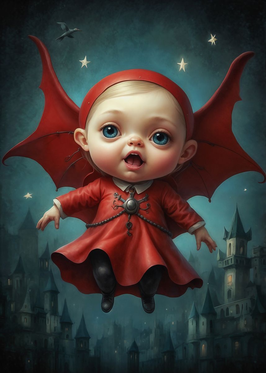 'Little Red Vampire' Poster, picture, metal print, paint by Alice White ...