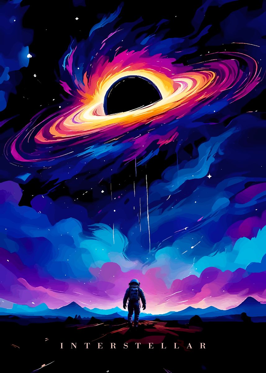 'Interstellar Black Hole movies cinema art poster' Poster, picture ...