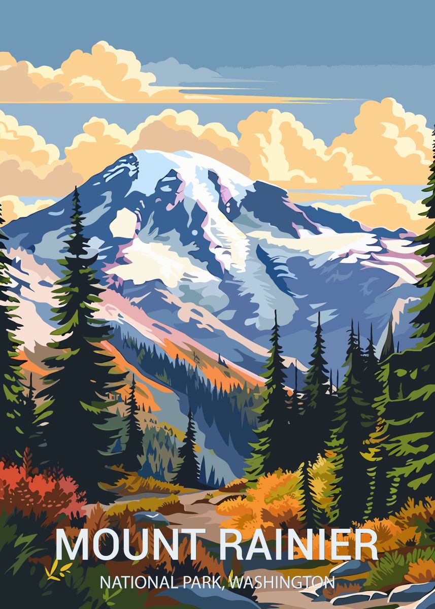 'Mount Rainier National Park' Poster, picture, metal print, paint by ...