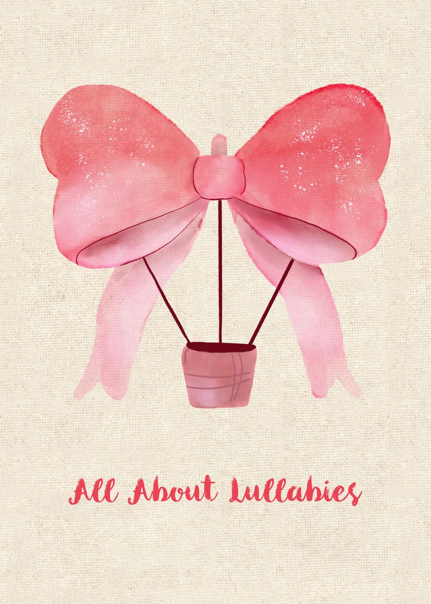 'Pink Bow Hot Air Balloon' Poster, picture, metal print, paint by ...