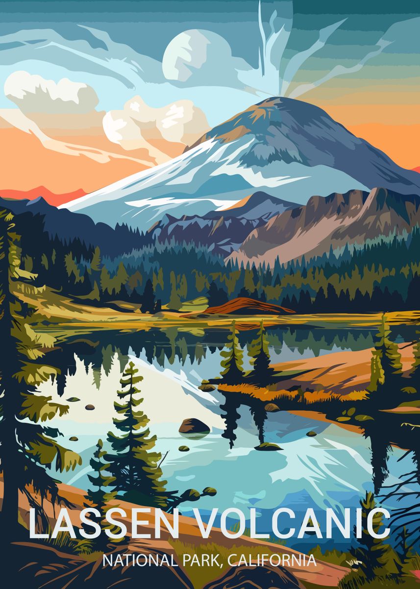 'Lassen Volcanic National Park' Poster, picture, metal print, paint by Sam Kal | Displate