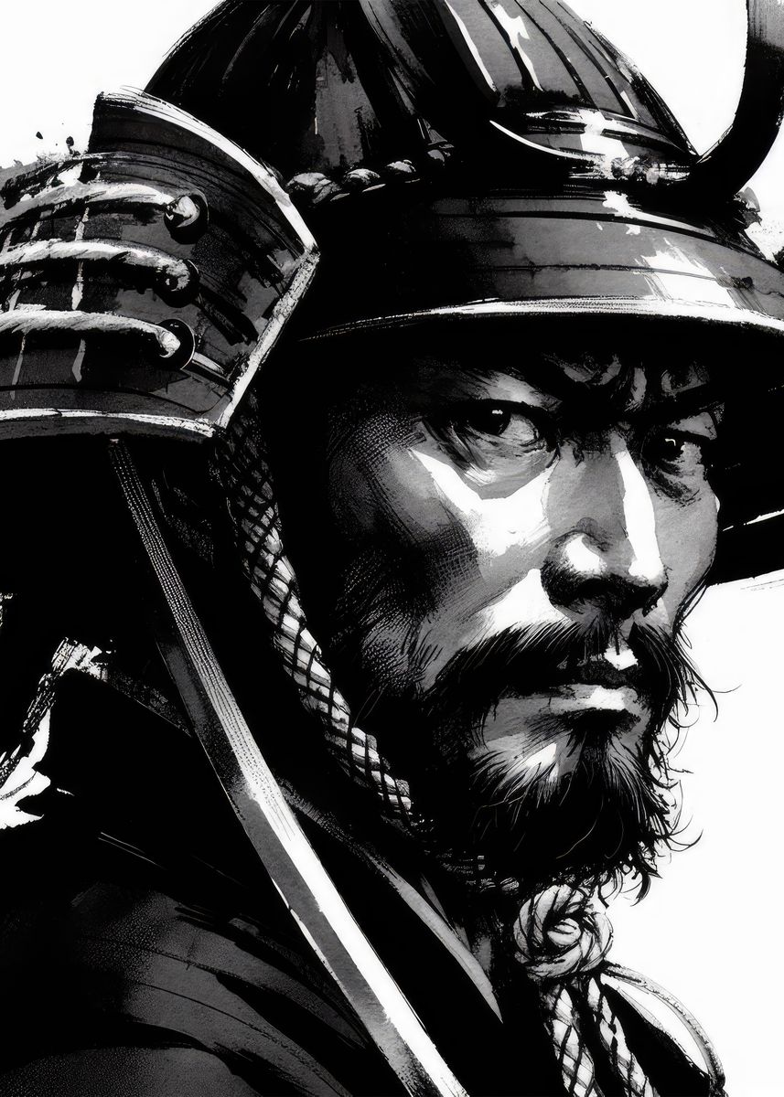 'Samurai Warrior Portrait' Poster, picture, metal print, paint by Art ...